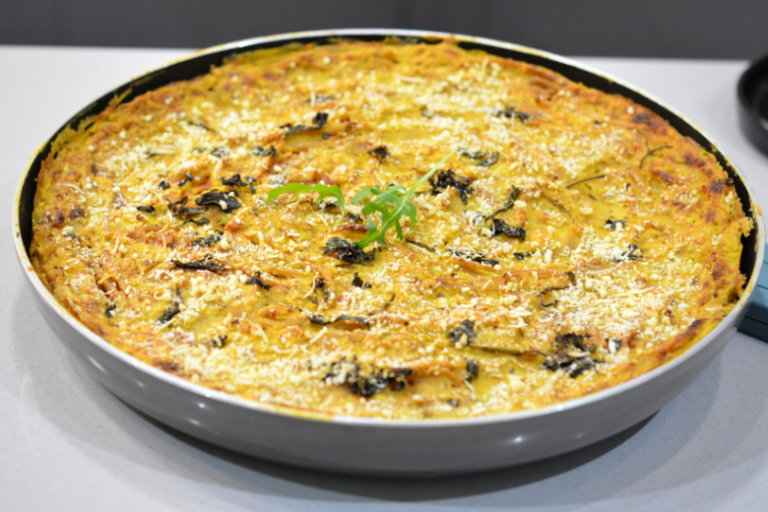 Vegan Froga tat-Tarja - a Maltese Spaghetti Omelette